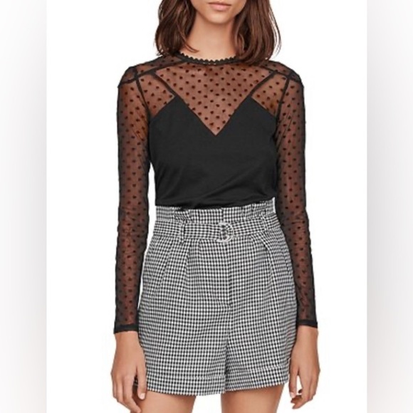 Maje | Tops | Maje Black Sheer Polka Dot Blouse | Poshmark